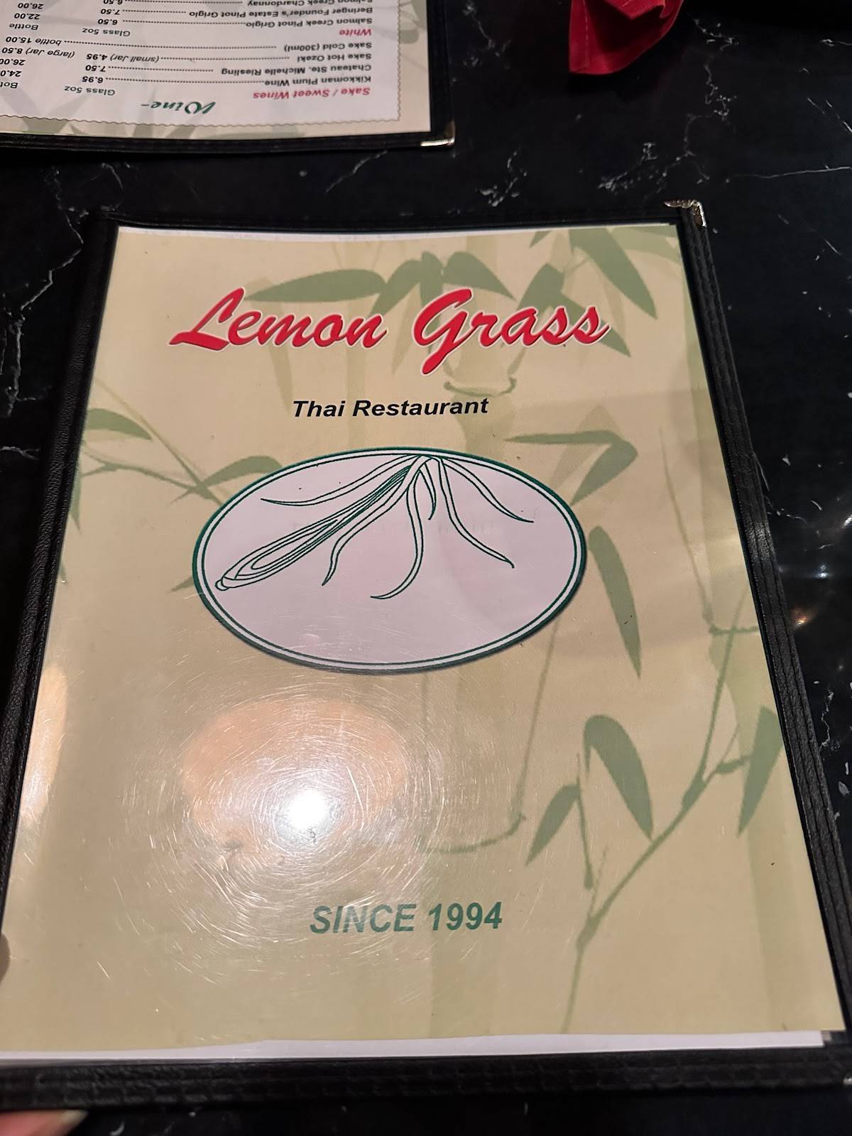 Menu at Lemon Grass Thai Restaurant, Marietta