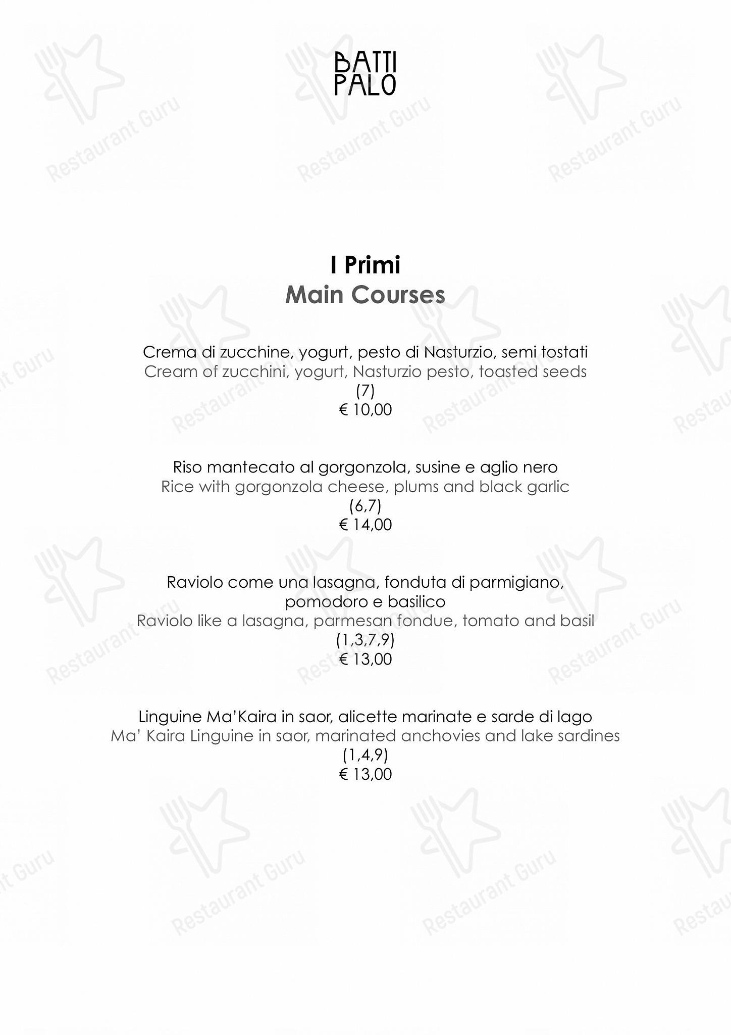 Menu da Battipalo ristorante, Lesa