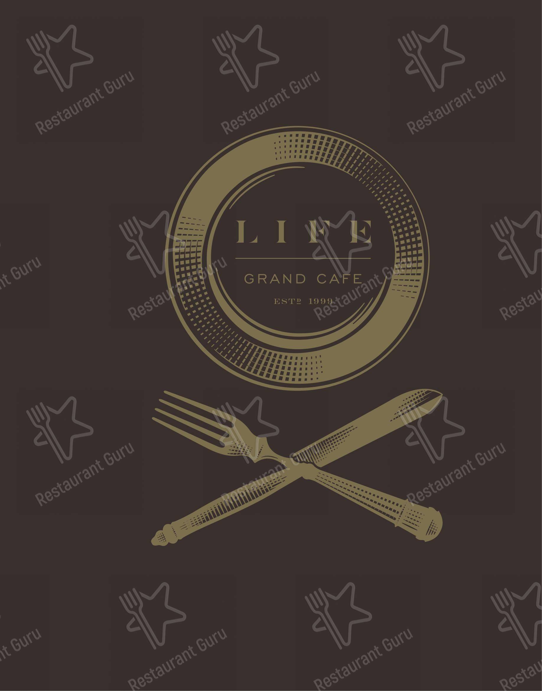Menu at Life Grand Cafe Waterfront, Cape Town, 2 Pierhead Road