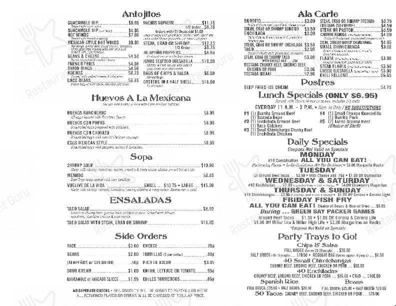Menu at Little Cancún of Franklin restaurant, Franklin, S 27th St A