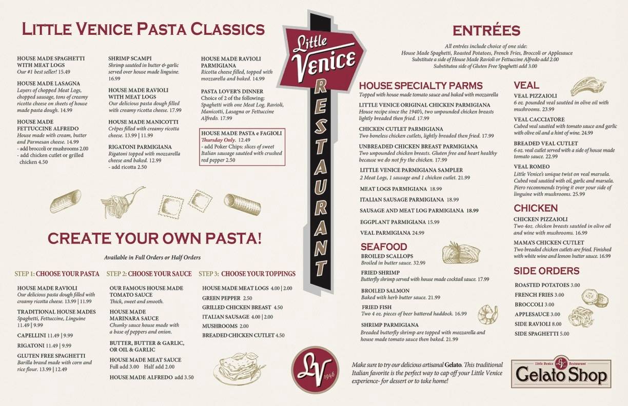 Menu at Little Venice Restaurant, Binghamton