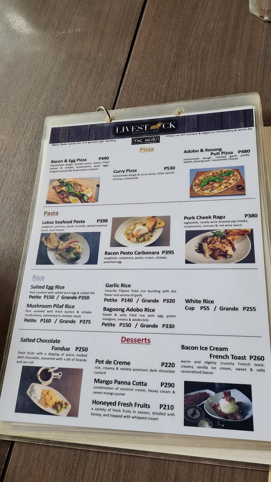 Menu at Livestock restaurant, Quezon City, El Jardin Del Presidente 1