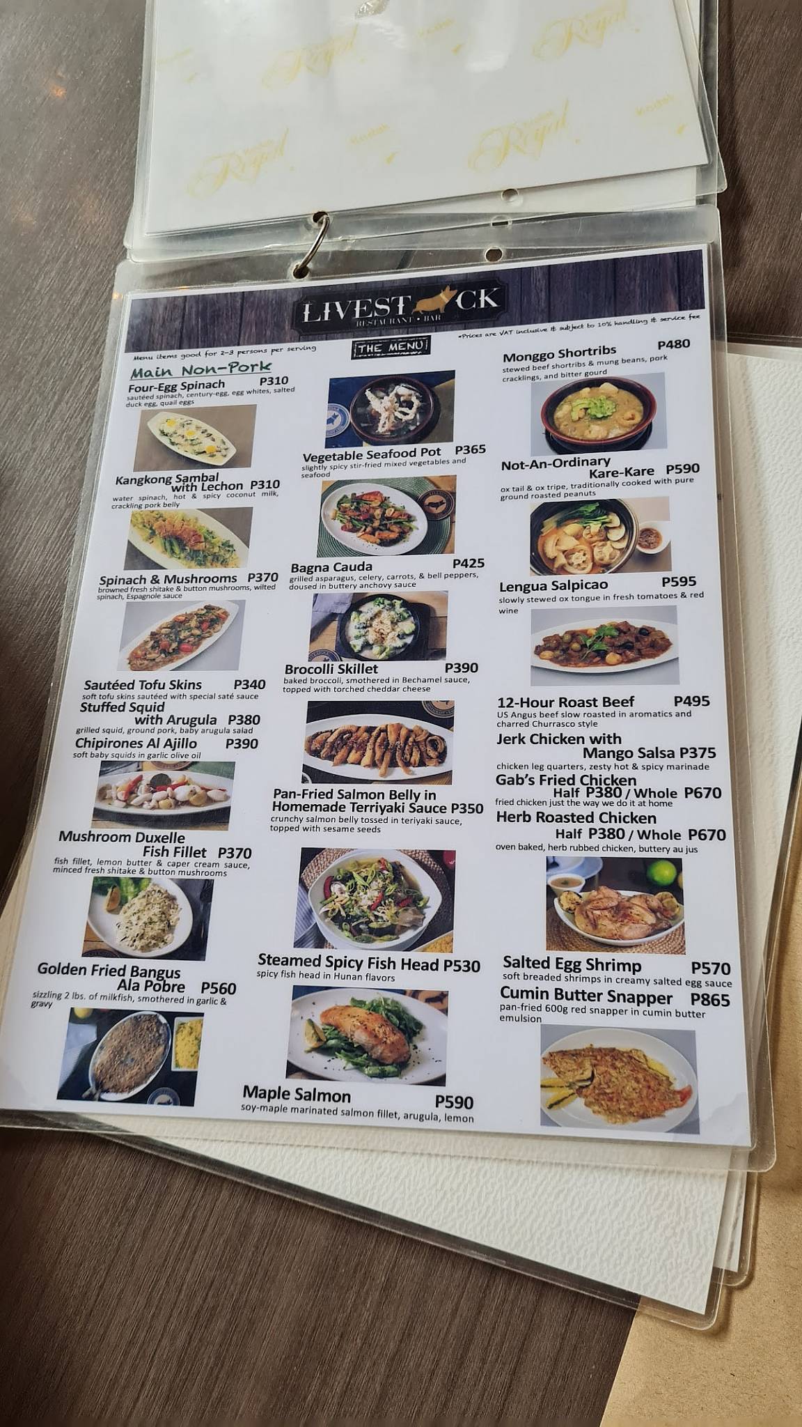 Menu at Livestock restaurant, Quezon City, El Jardin Del Presidente 1