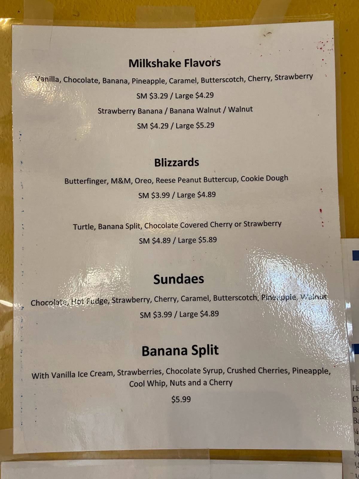 Menu at G & J Drive Inn cafe, Livingston
