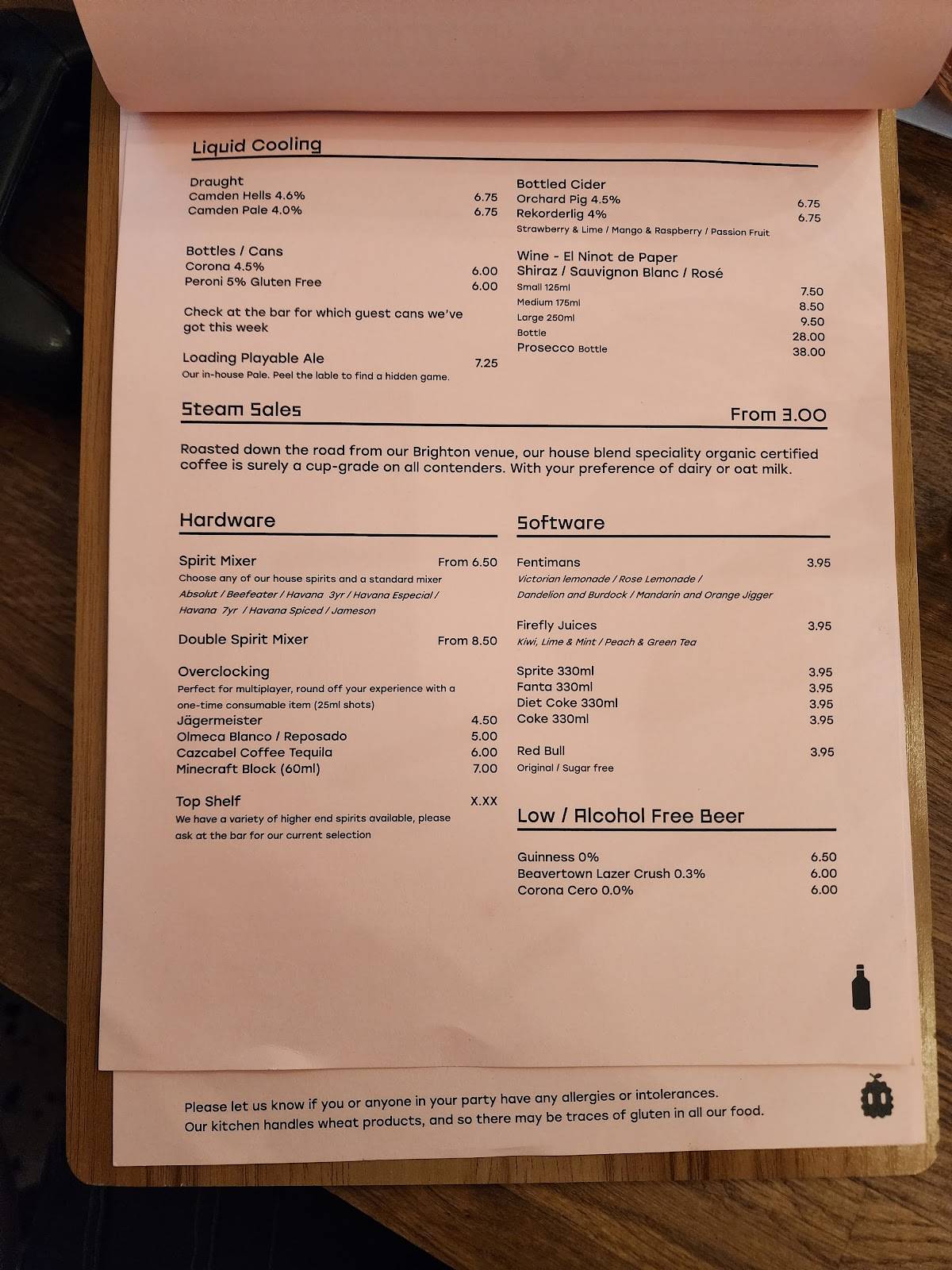 Menu at Loading Bar, London, 129 Stoke Newington High St