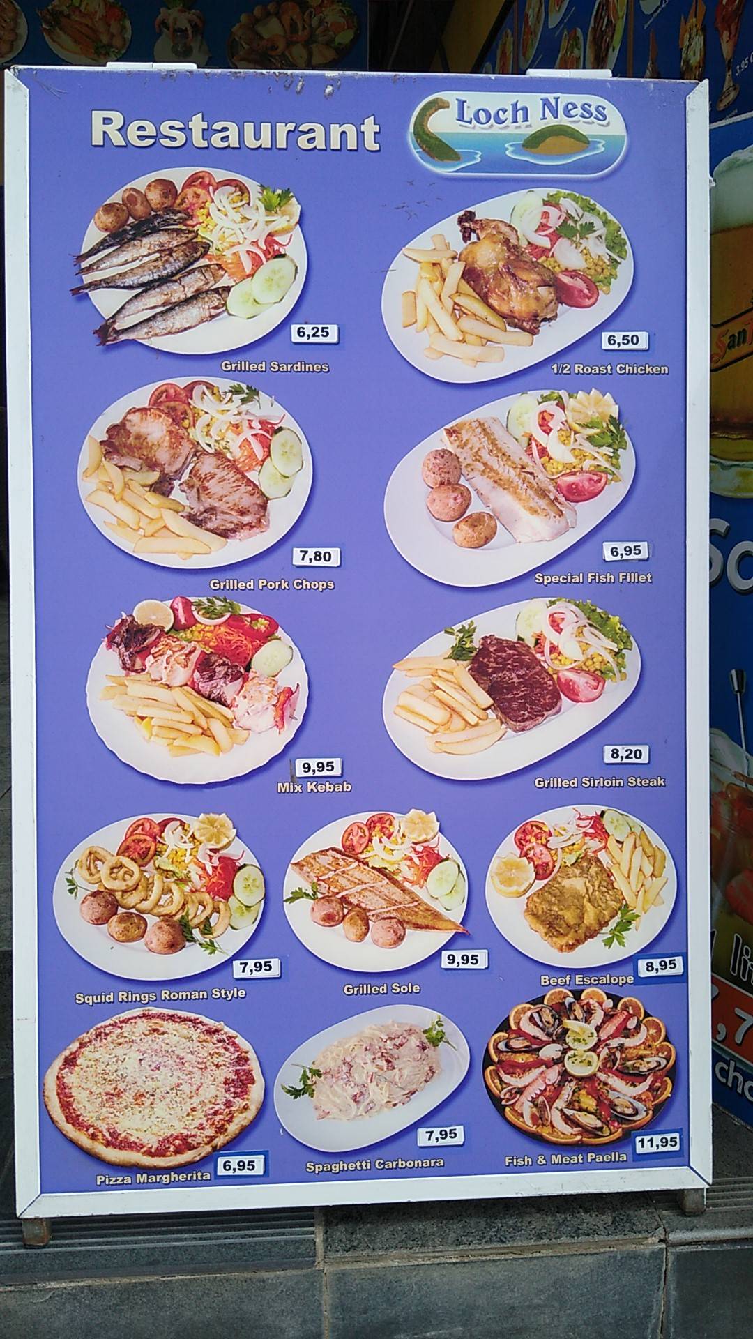Menu at Loch Ness Restaurant, Costa Adeje