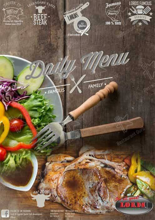 Menu at Lords & Legends Sports Cafe Amanzimtoti, Umlazi