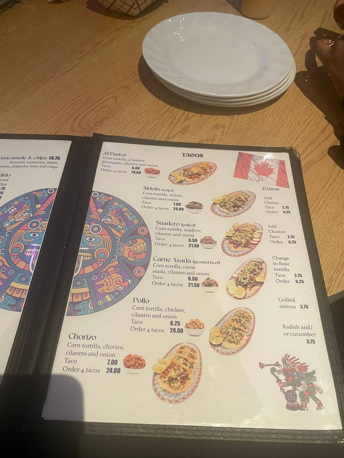 Menu at Los Gyros restaurant, Toronto