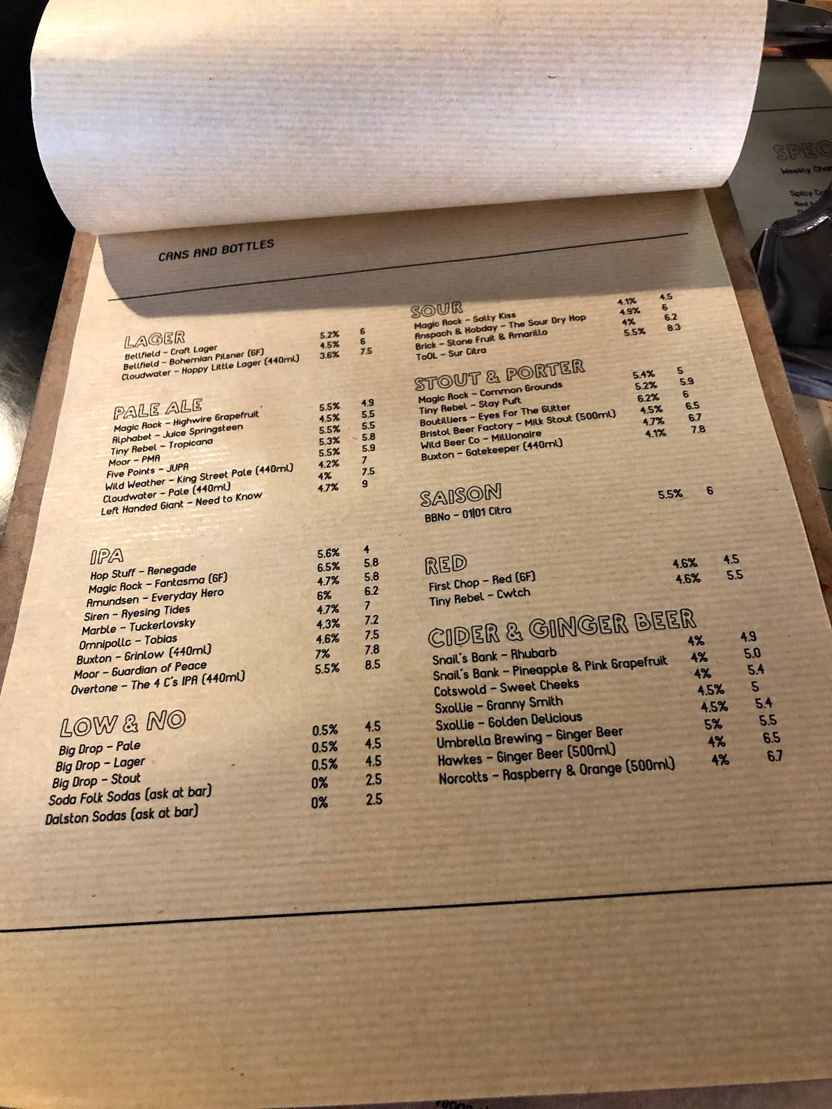 Menu at Low Key Taproom pub & bar, Ashford