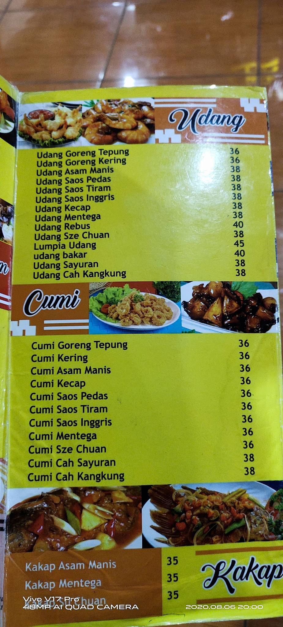 Menu at Pondok Asri Restaurant, Lumajang