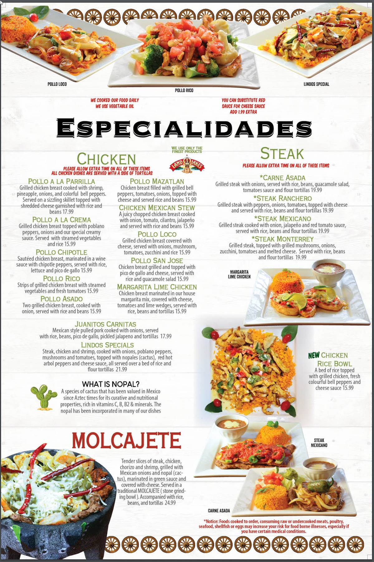 Menu at Don Ramon's Mexican Restaurant, Lyndhurst