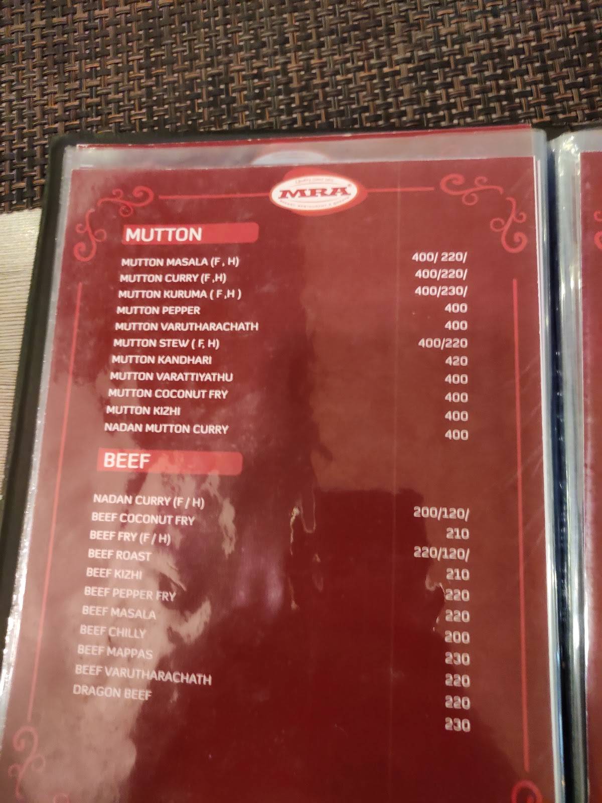 Menu at M R A Restaurant and Bakery, Taliparamba