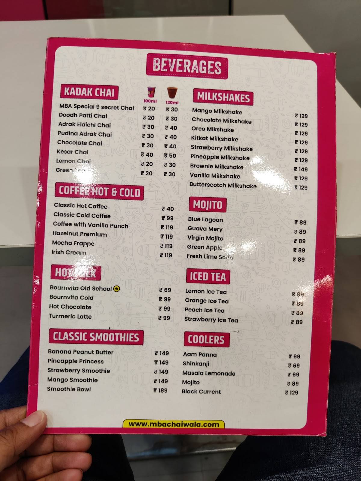 Menu at MBA Chaiwala Bhubaneswar (Dine-In), Bhubaneswar