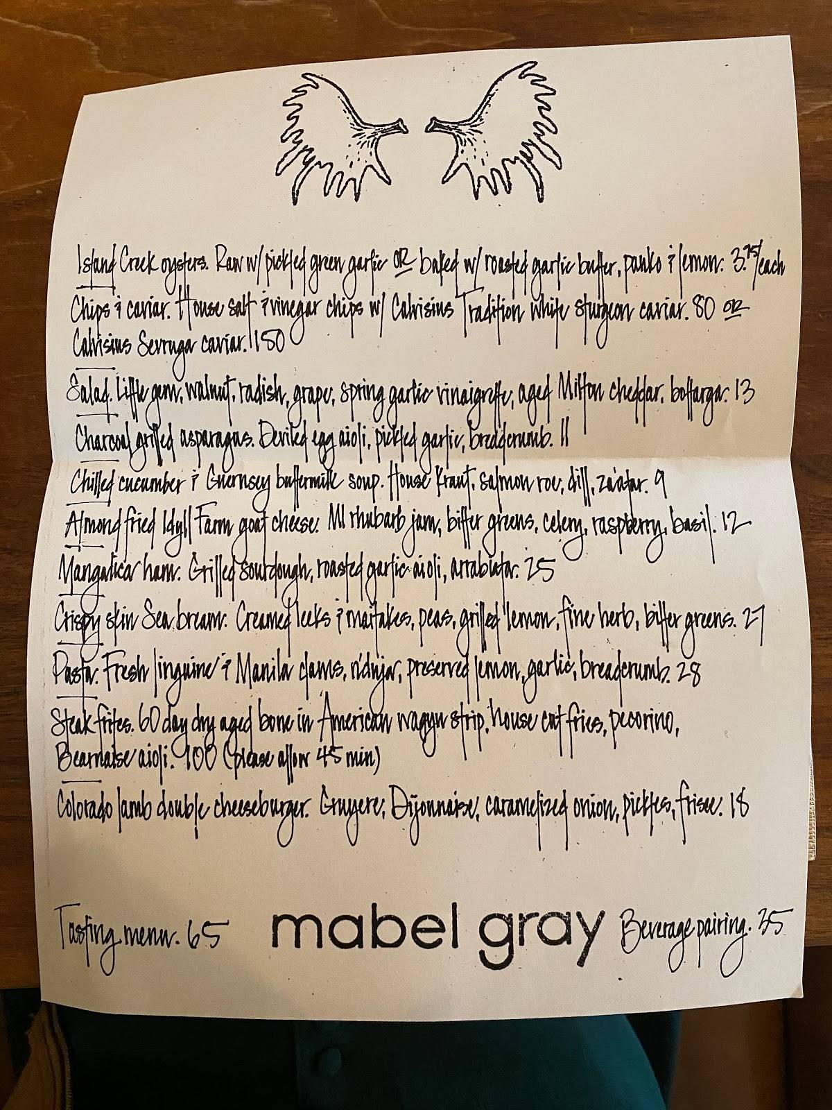 Menu at Mabel Gray restaurant, Hazel Park