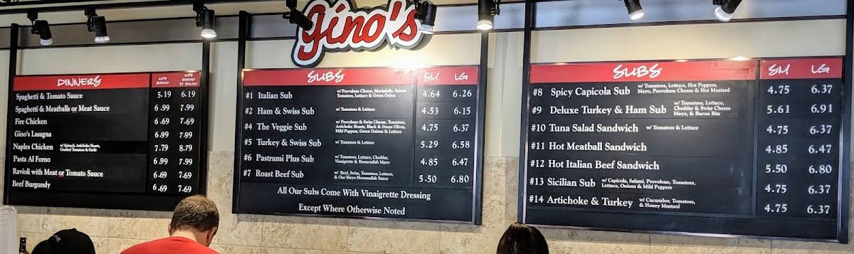 Menu at Gino's Italian Deli restaurant, Middleton, Century Ave