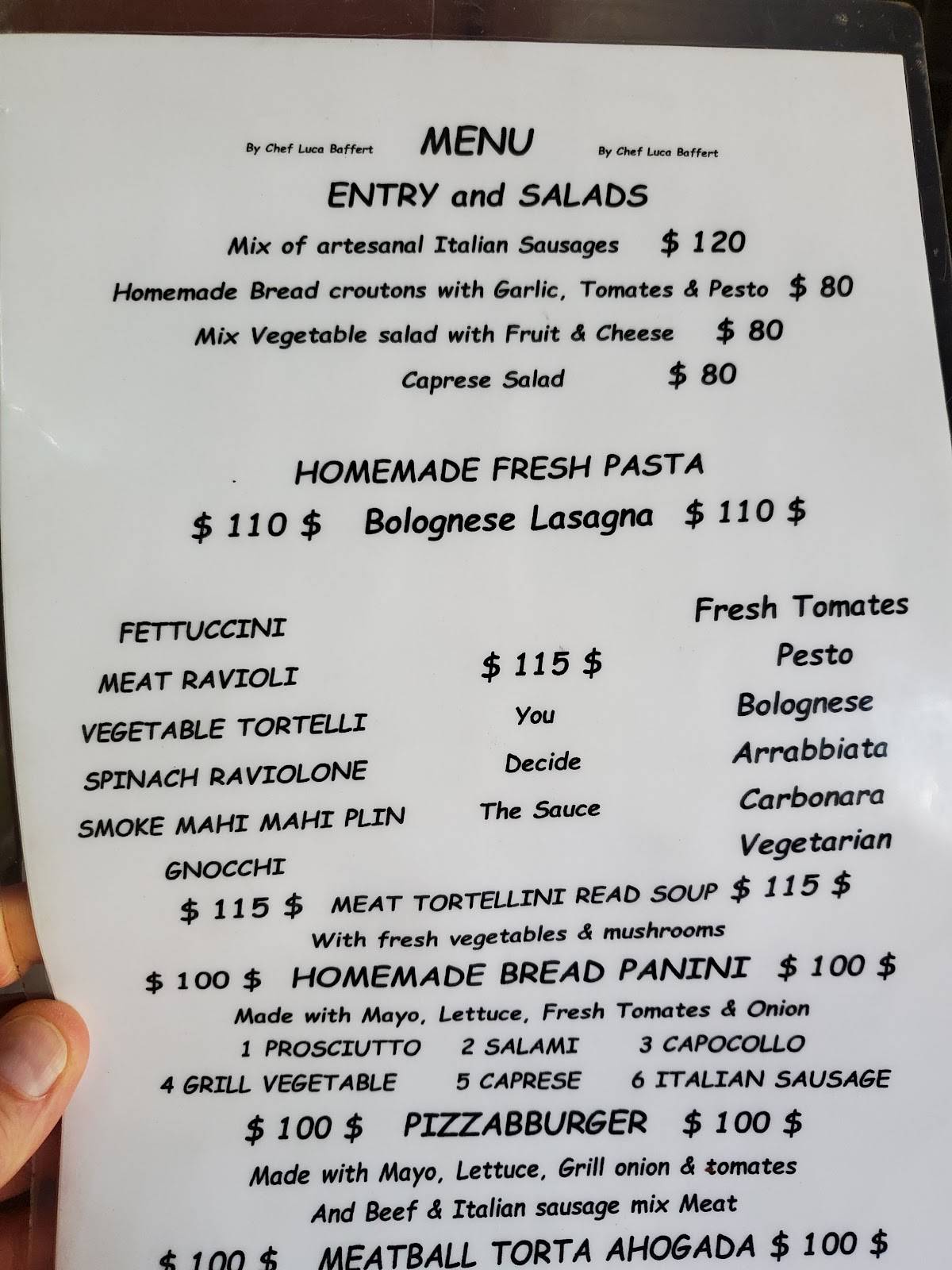 Menu at Magna Magna restaurant, Puerto Vallarta