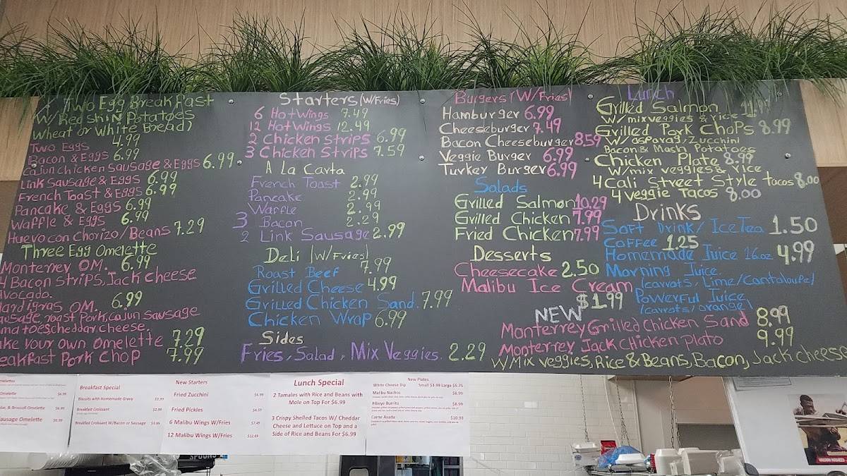 Menu at Malibu Cafe brunch all day, Little Rock