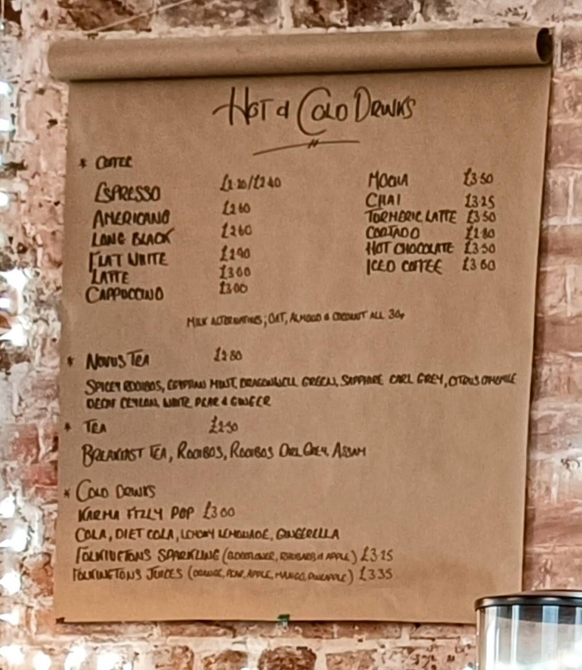 Menu at Malt Cafe, Worthing