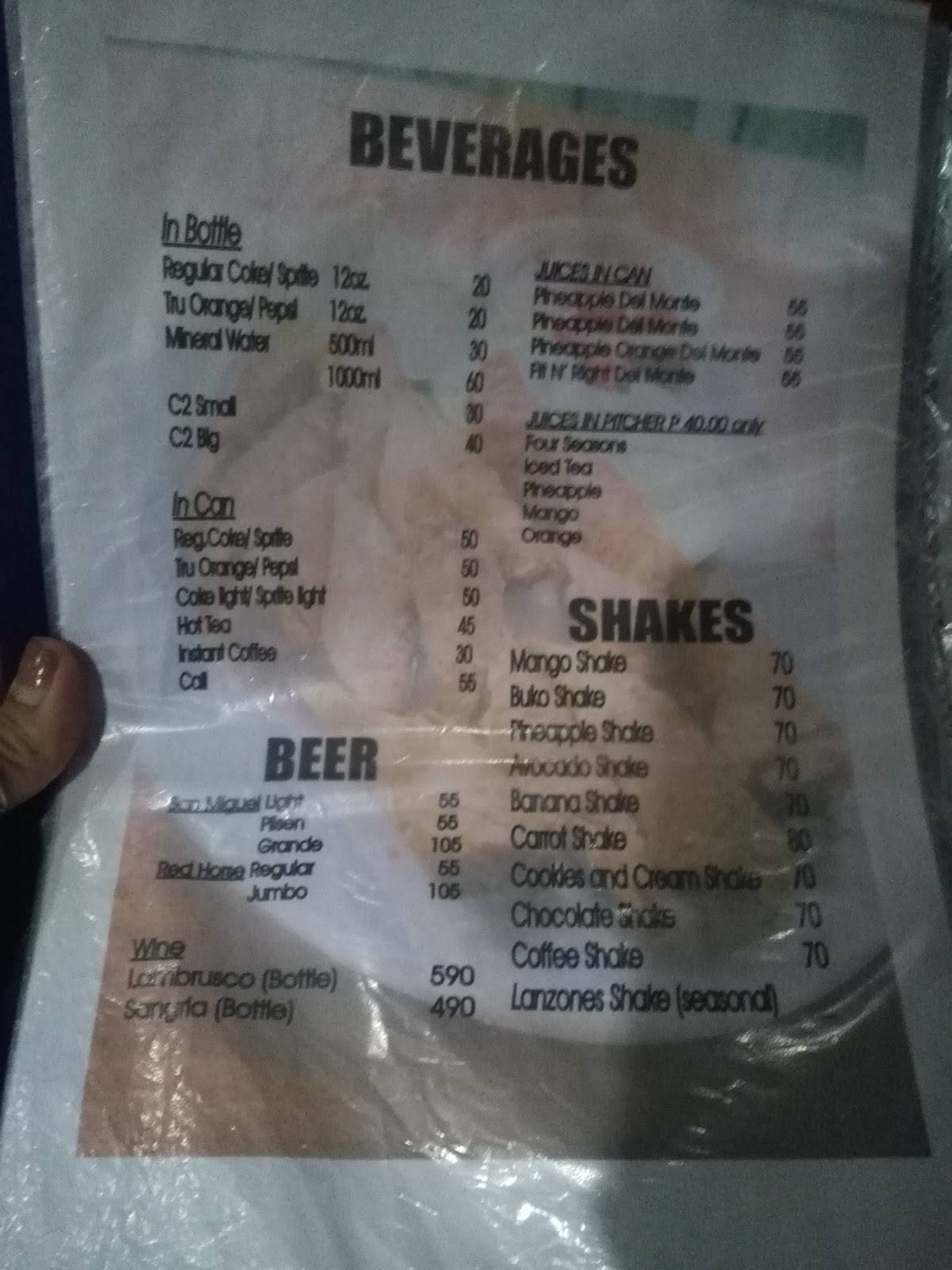 Menu at CheckPoint Camiguin restaurant, Mambajao, Yumbing