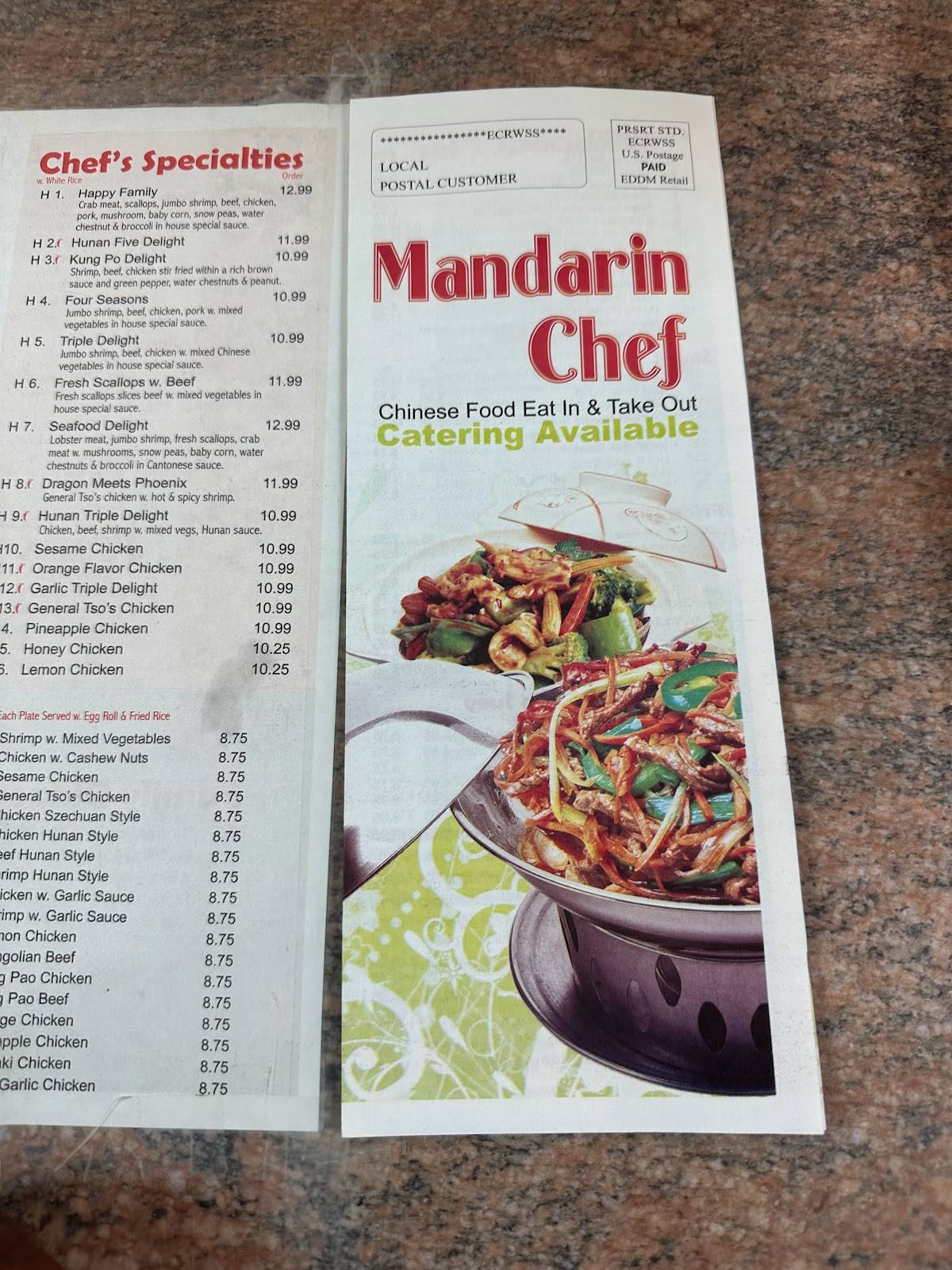 Menu at Mandarin Chef restaurant, Moore