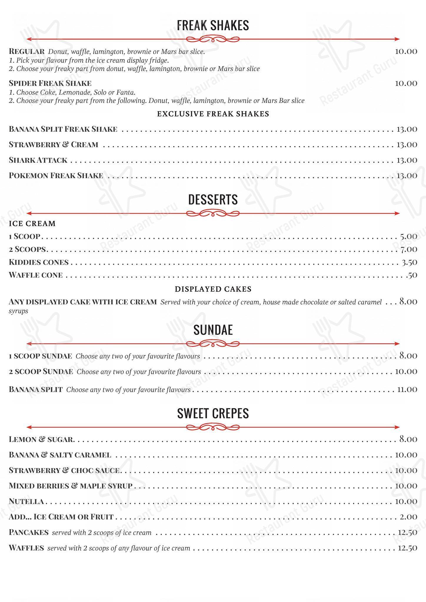 Menu at Footprints Cafe, Mandurah, Mandurah Quay Markets