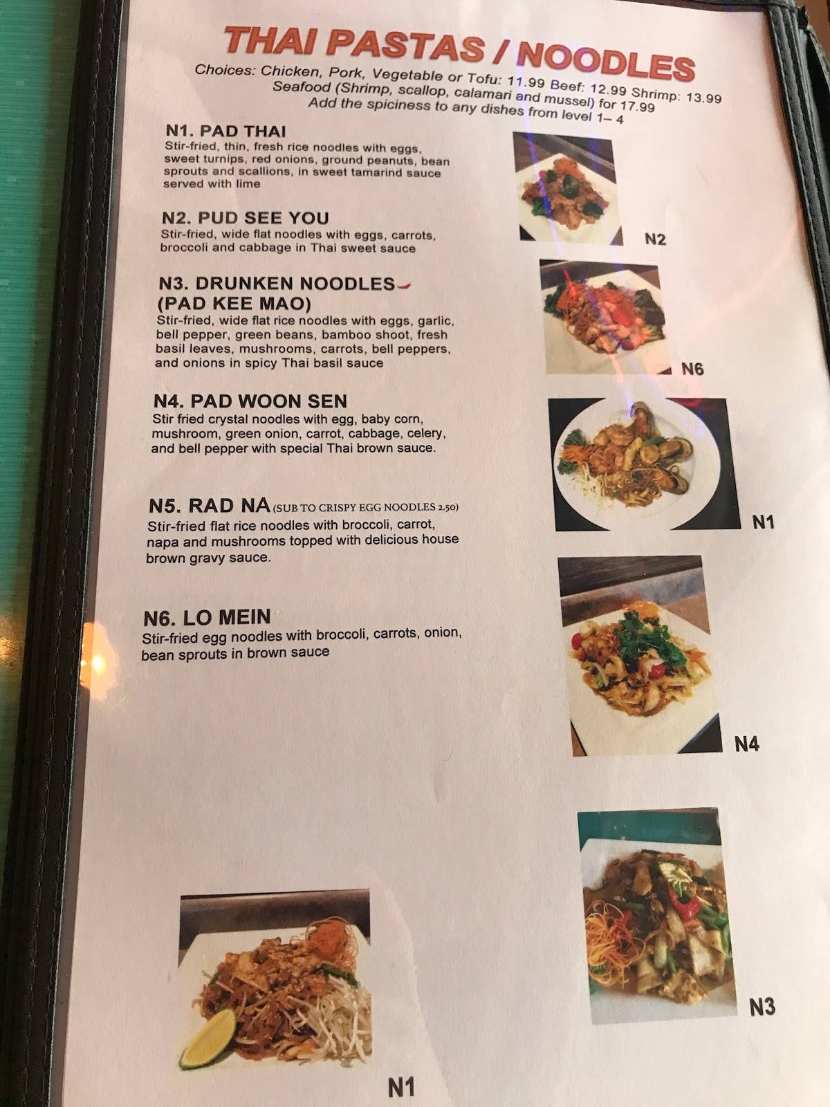 Menu at Manee Thai Cuisine Indy restaurant, Indianapolis