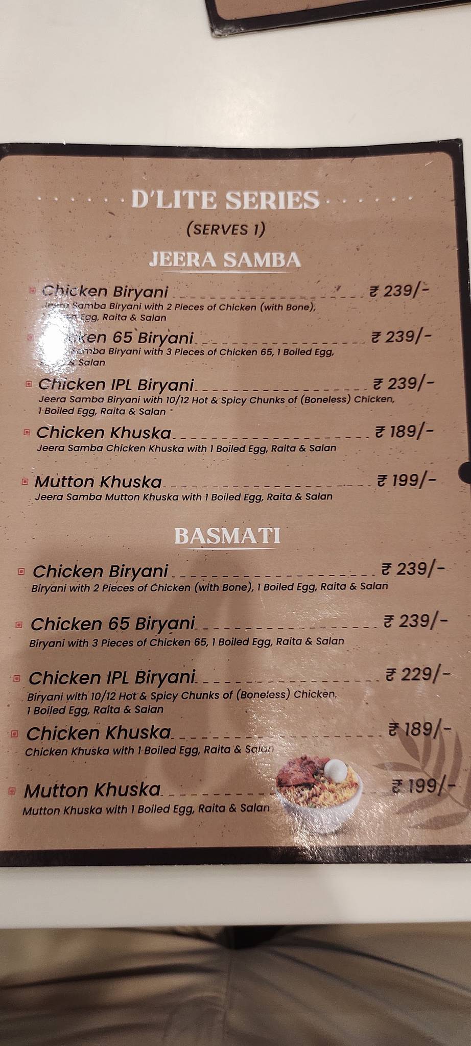 Menu at Mani's Dum Biryani - Siruseri, Chennai