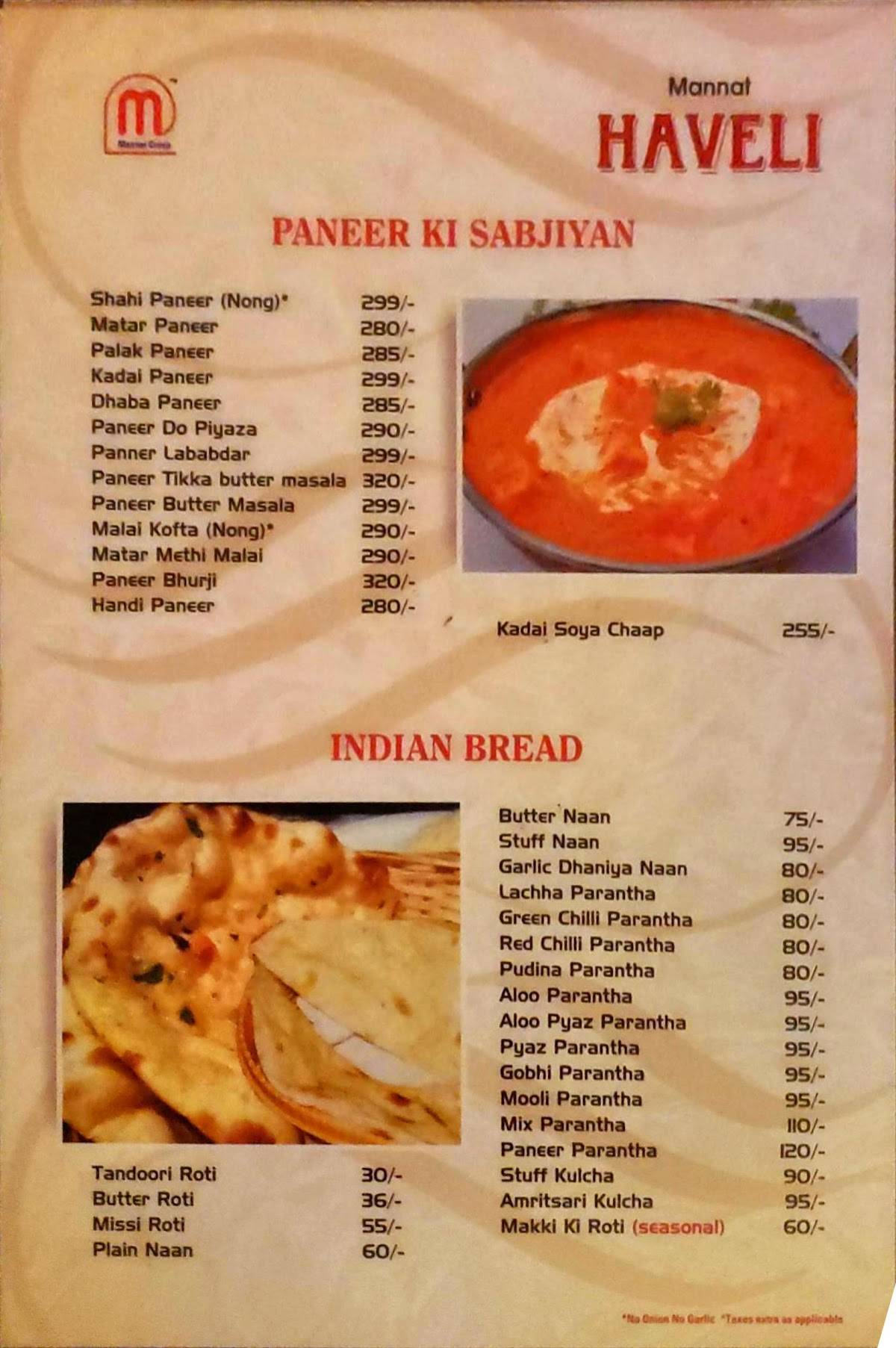 Menu at Mannat Haveli Murthal, Murthal