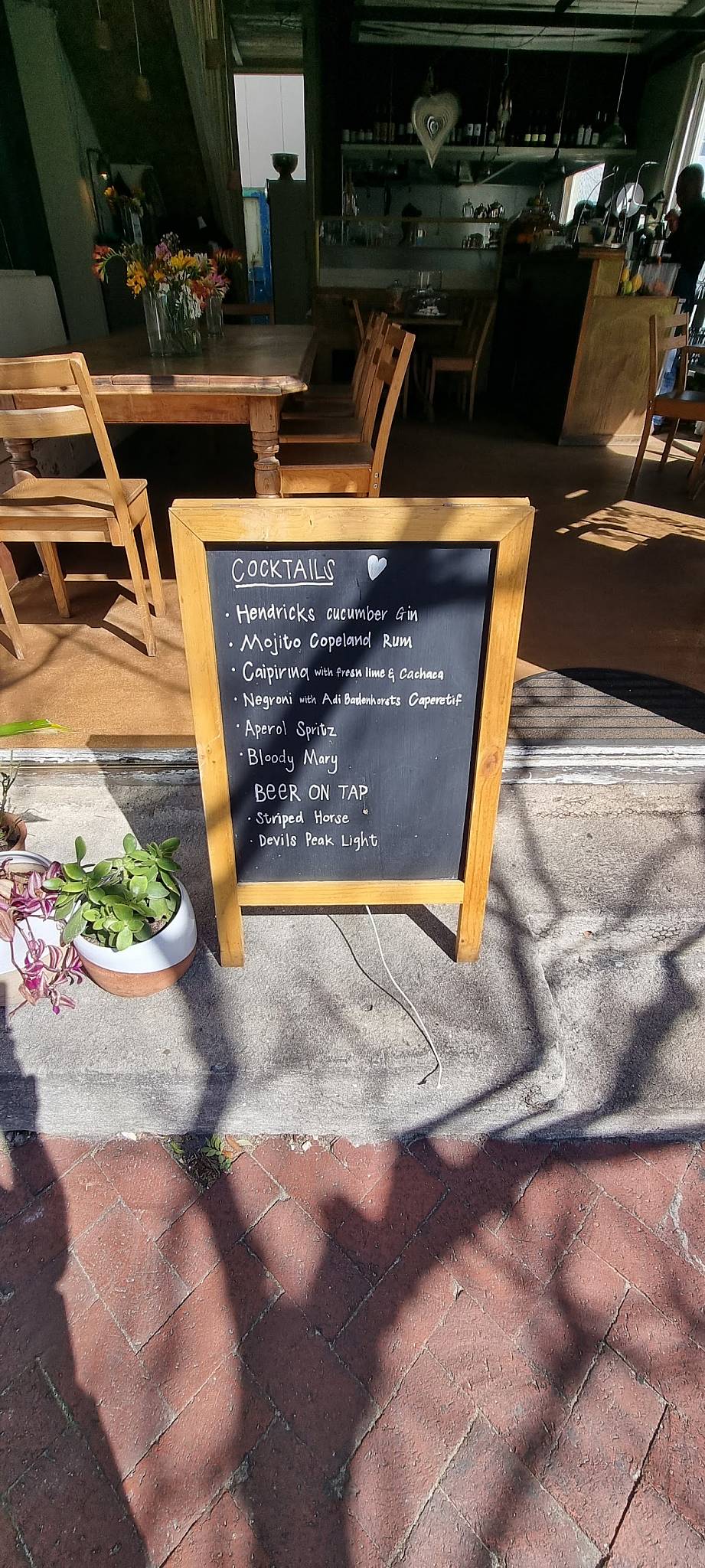 Menu at Maria's Greek Café restaurant, Cape Town