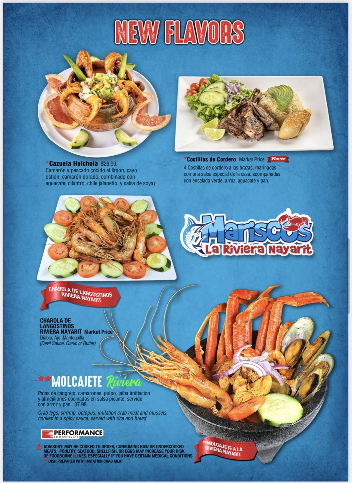 Menu at Mariscos La Riviera Nayarit restaurant, Norcross