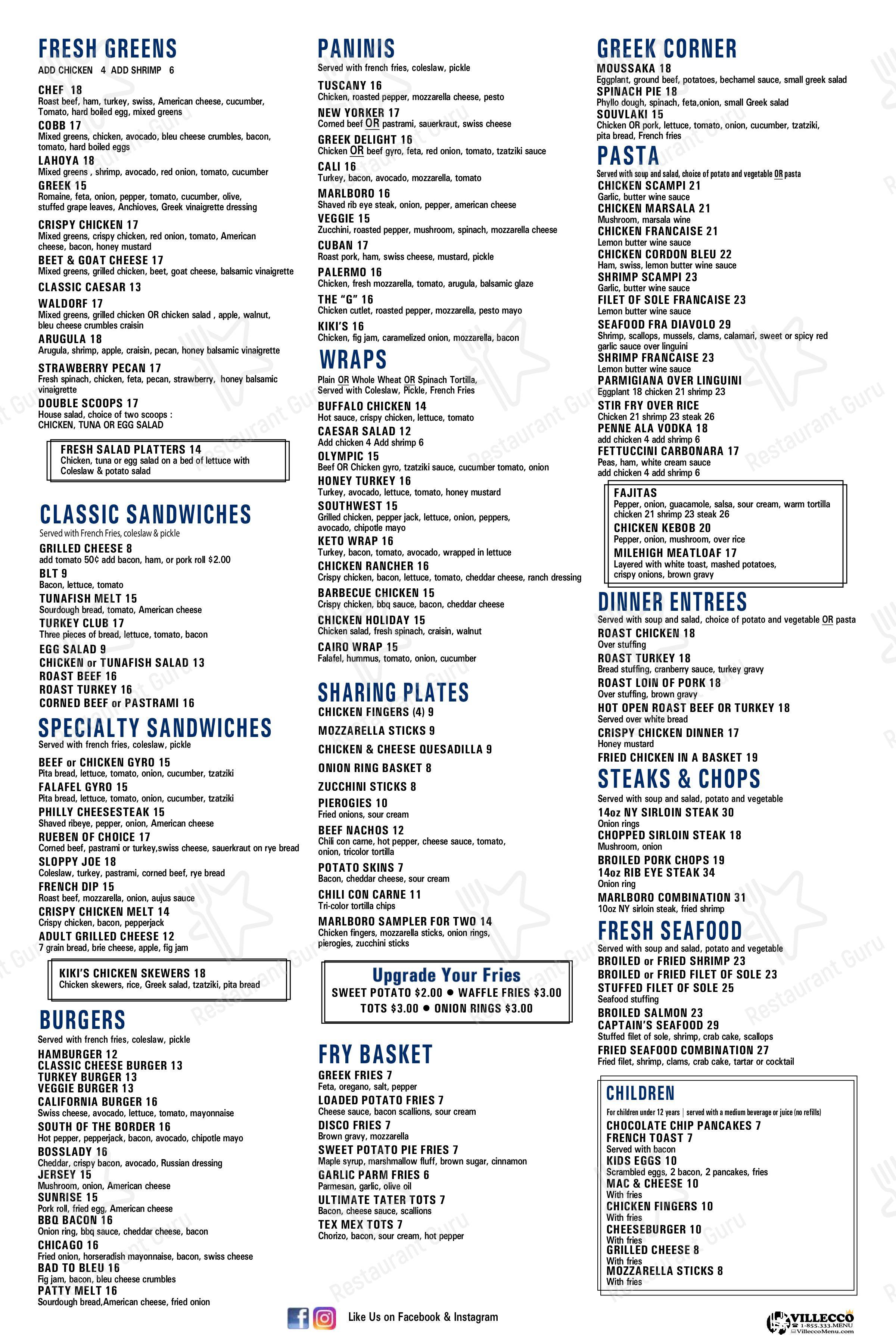 Menu at Marlboro Diner restaurant, Marlboro Township, 143 US-9