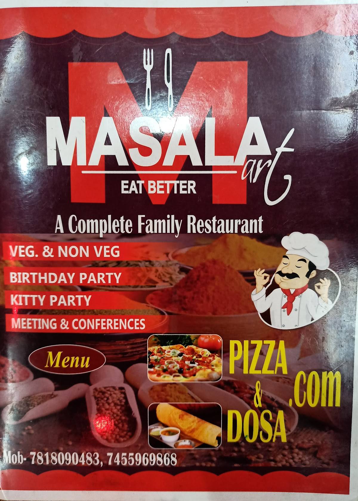 Menu at Masala Art, Rishikesh