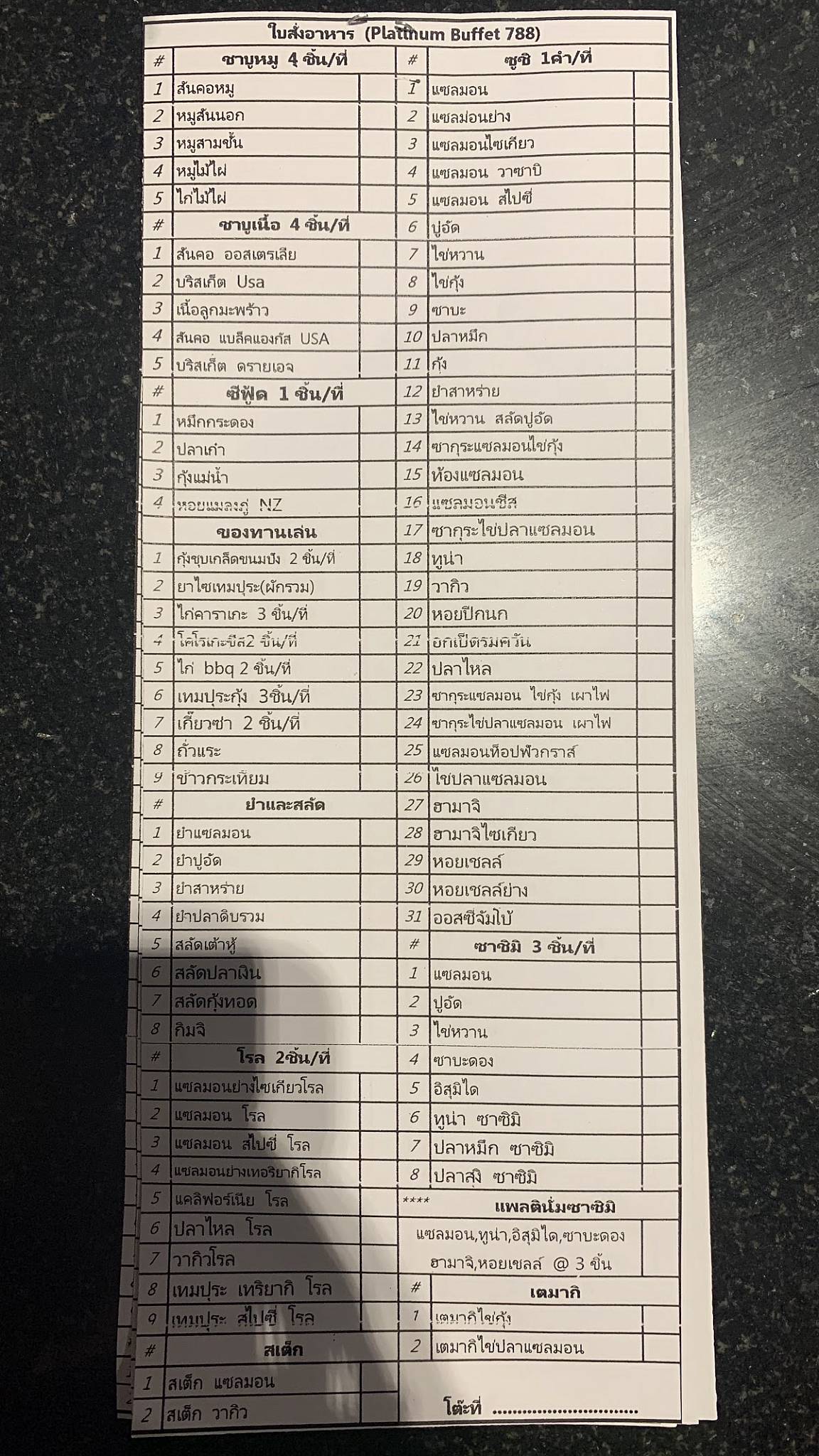 Menu at Masaru Shabu & Sushi Buffet restaurant, Bangkok, 943 19 Pradit ...