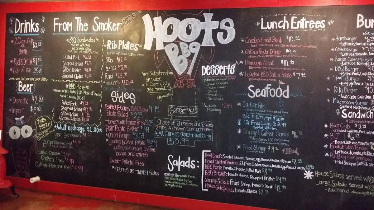 Menu at Hoots BBQ & Steaks, McGehee