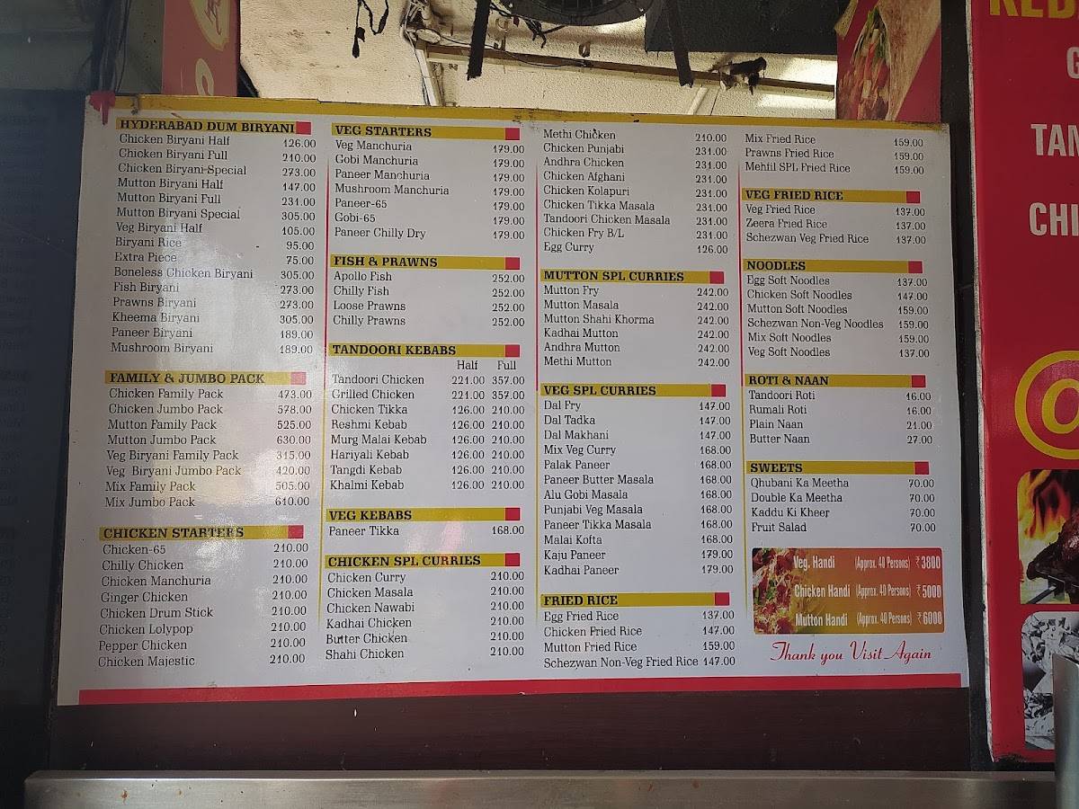 Menu at Mehfil Restaurant, Hyderabad, Nizampet X road