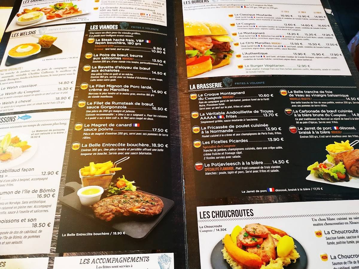 Menu au Restaurant Le Comptoir du Malt Mers les Bains, Mers-les-Bains