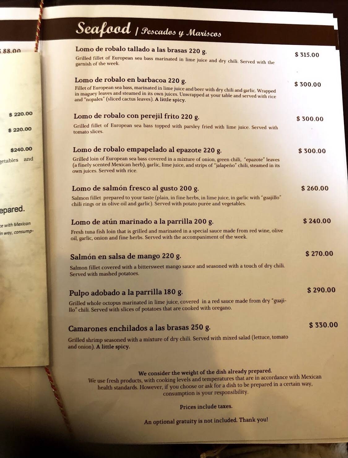 Carta de Restaurante El Cardenal, Ciudad de México, Palma #23 Centro ...