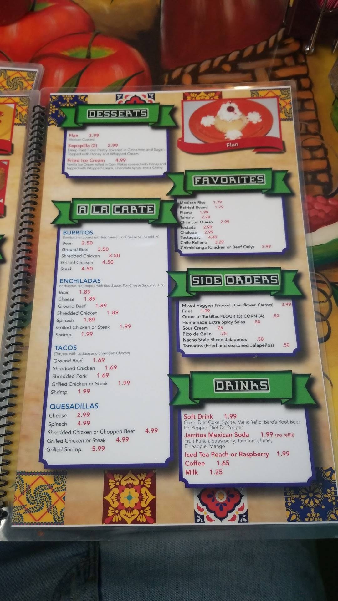 Menu at Mi Torito Mexican Restaurant Galena, Galena