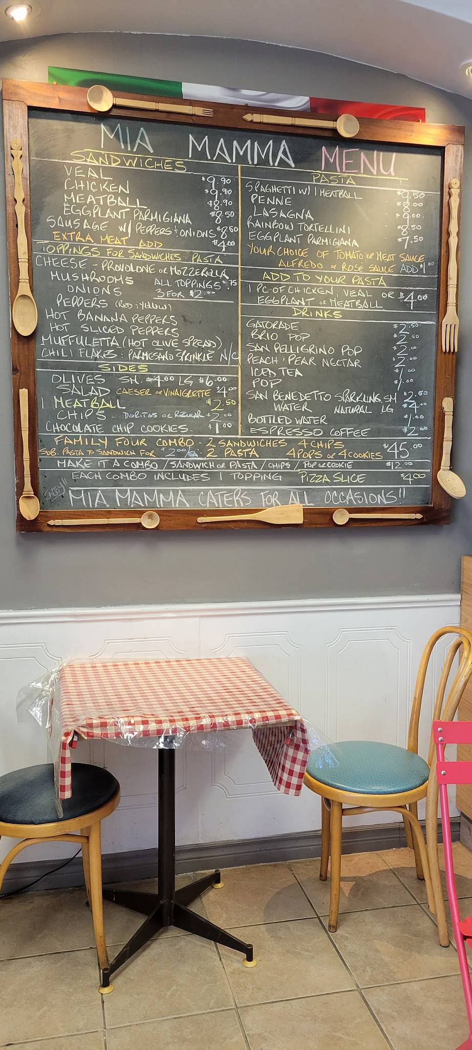 Menu at Mia Mamma restaurant, Guelph