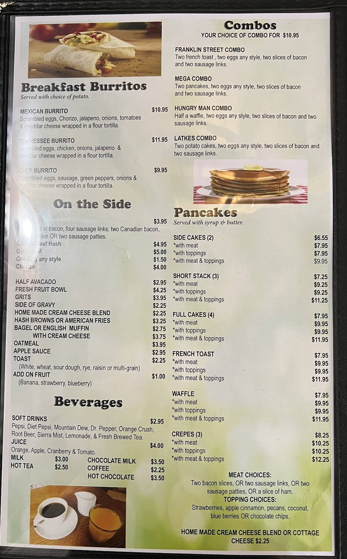Menu at Franklin Street Family Restaurant, Michigan City