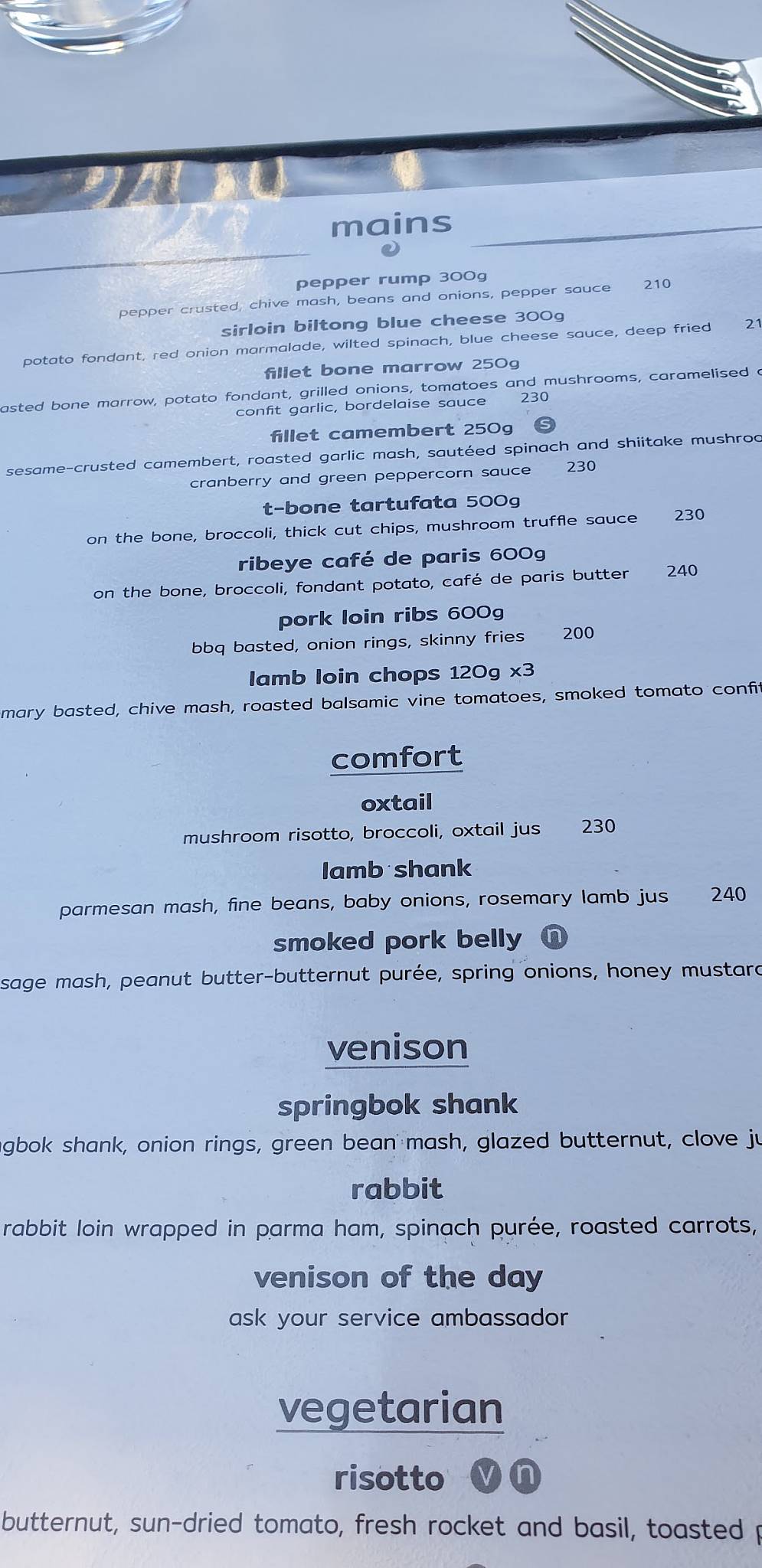 Menu at Kream Restaurant Mall of Africa, Midrand