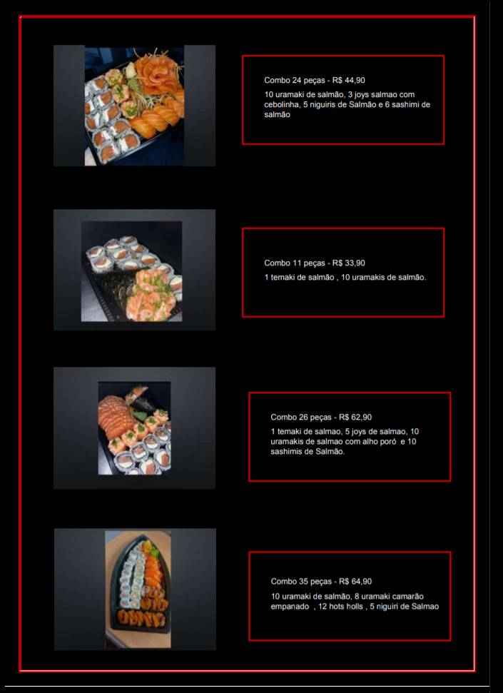 Menu at Mitsuba Oriental Food restaurant, Brasília
