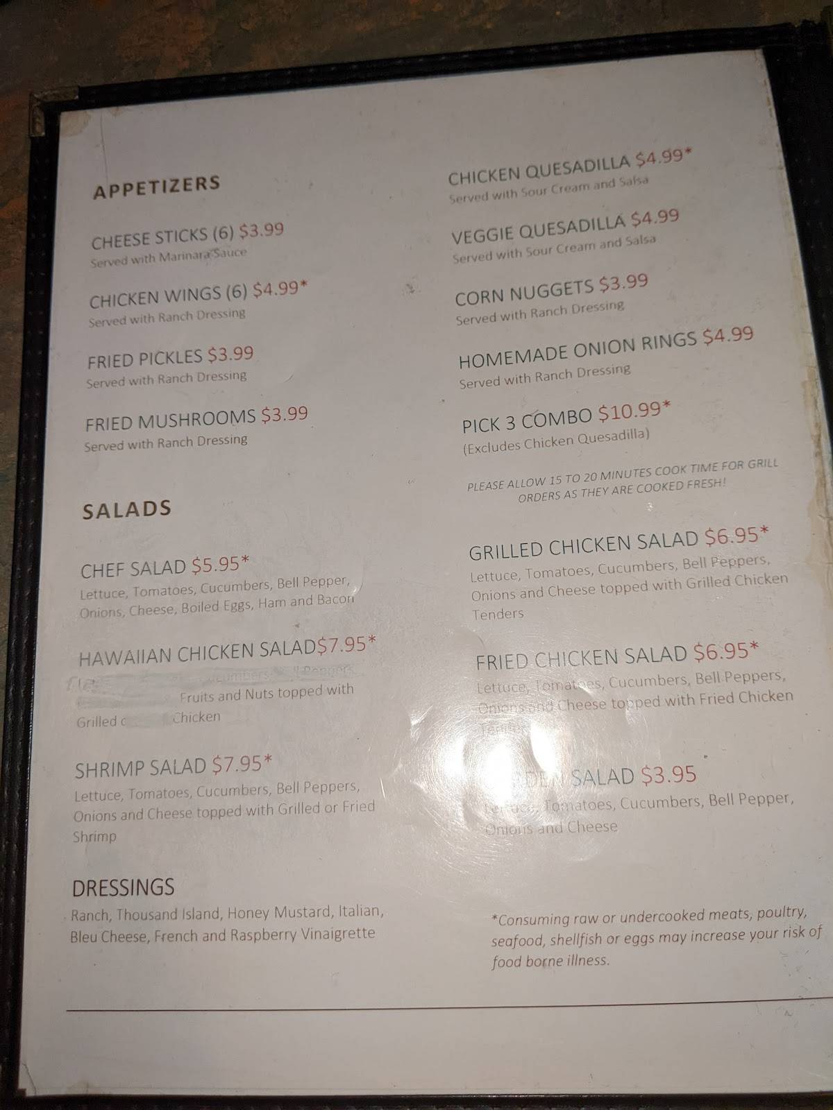 Menu at Momma Jean's Restaurant, Tuscumbia