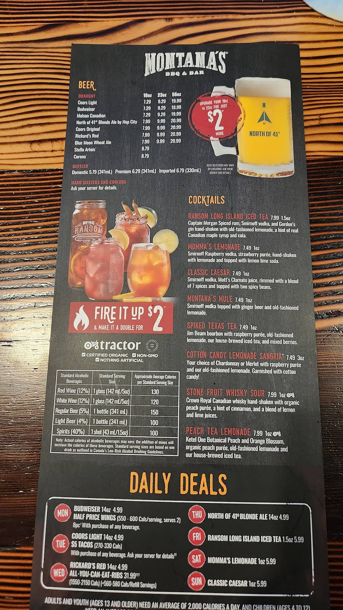 Menu at Montana’s BBQ & Bar, Belleville, 170 Bell Blvd