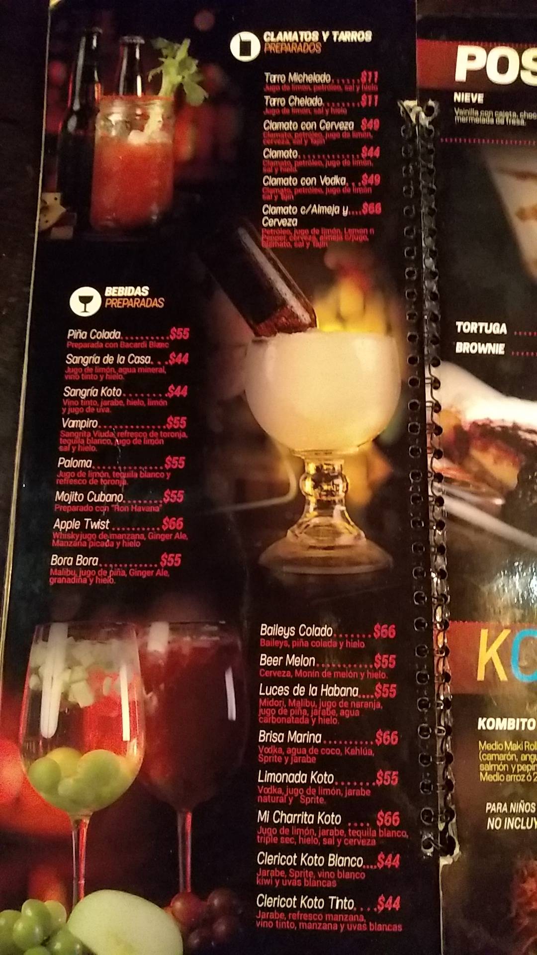 Carta de Koto Sushi Bar Linda Vista, Monterrey