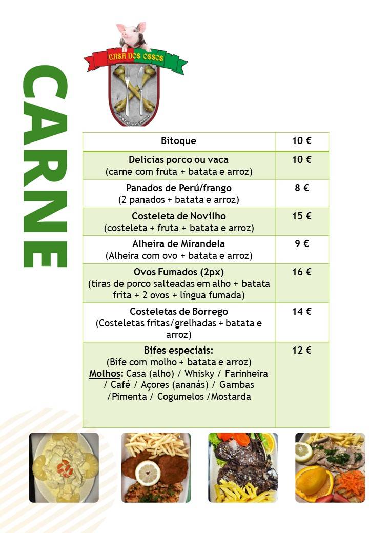 Menu em Casa Dos Ossos restaurante, Sarilhos Grandes