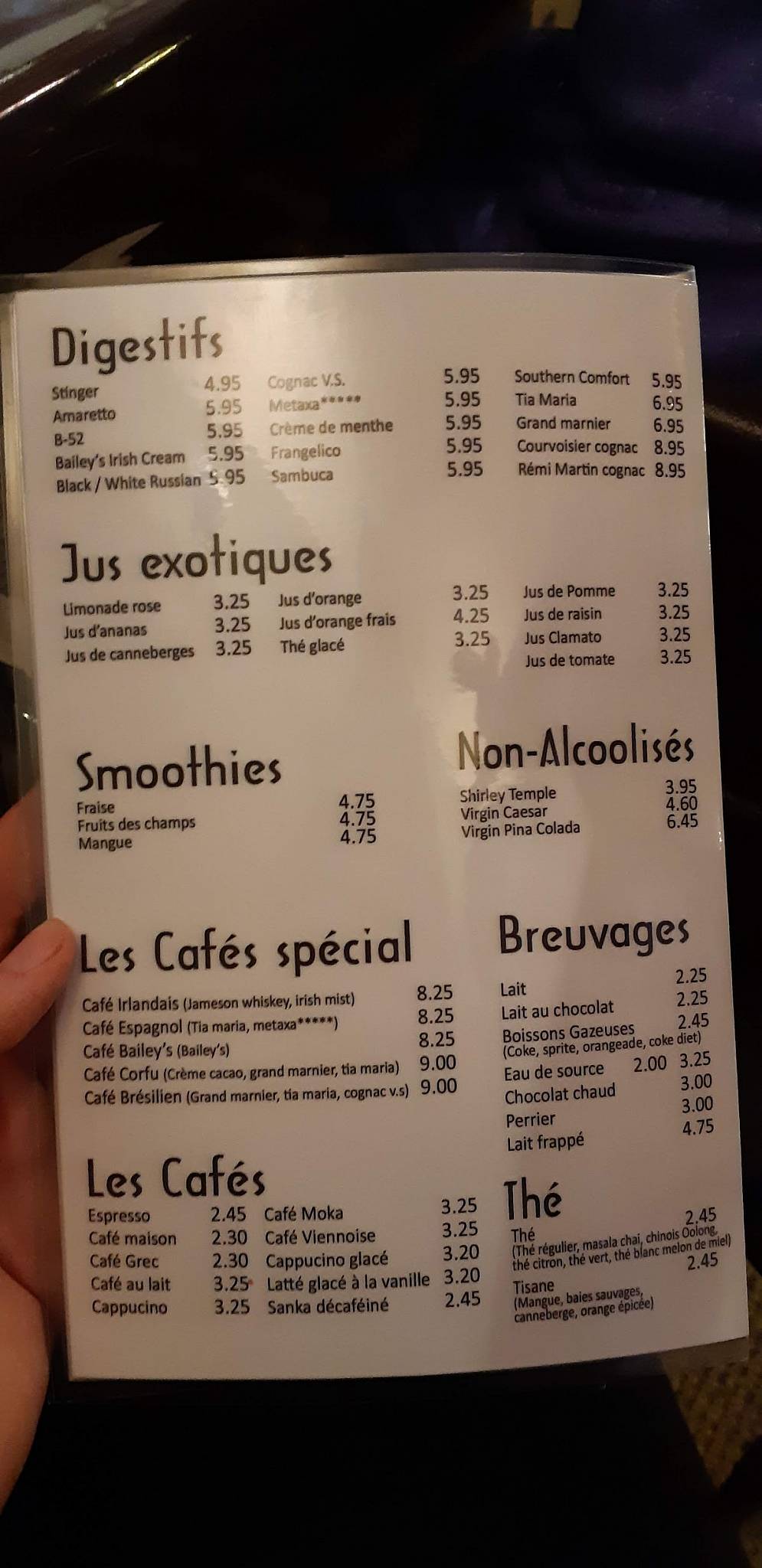Menu au BUFFET CASA CORFU restaurant, Montréal, Rue Masson