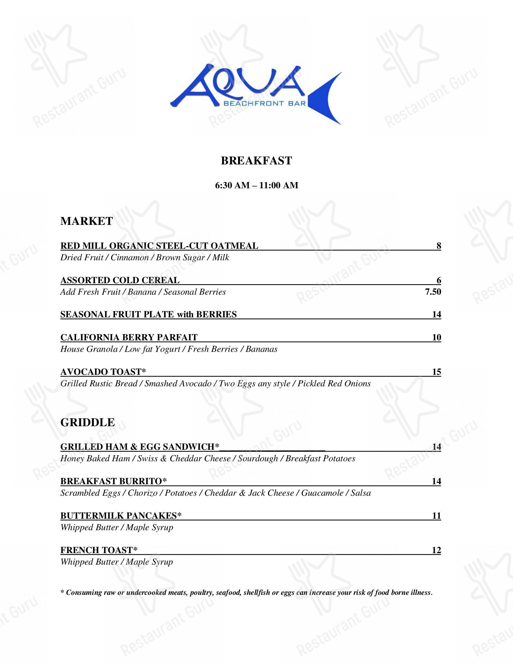 Menu at Moofish Cafe’, Ventura