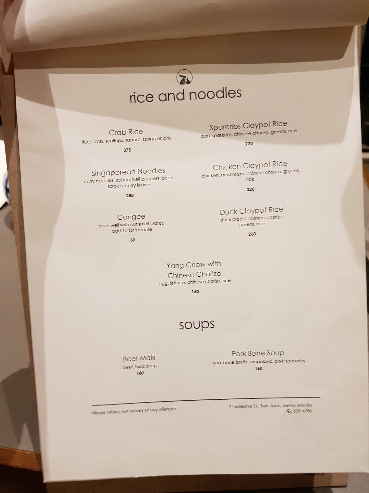Menu at Moon Rabbit Cafe & Restaurant, San Juan