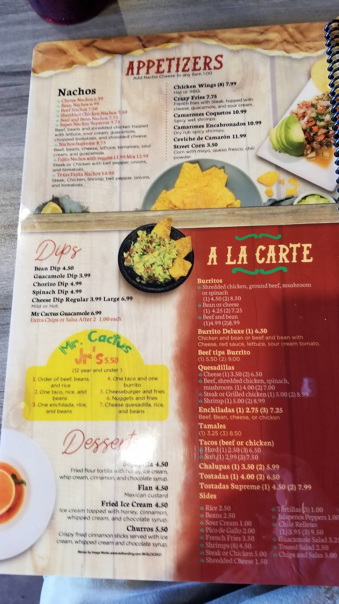 Menu at Mr. Cactus Mexican Kitchen restaurant, Easley